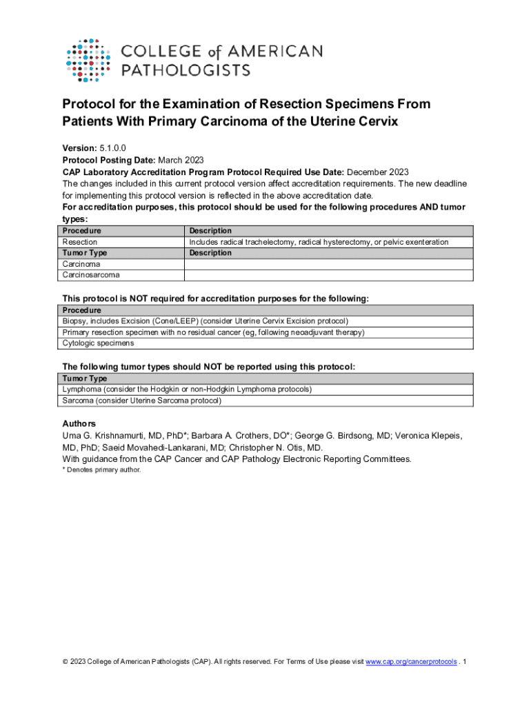 Fillable Online CAP Laboratory Accreditation Program Protocol Required ...