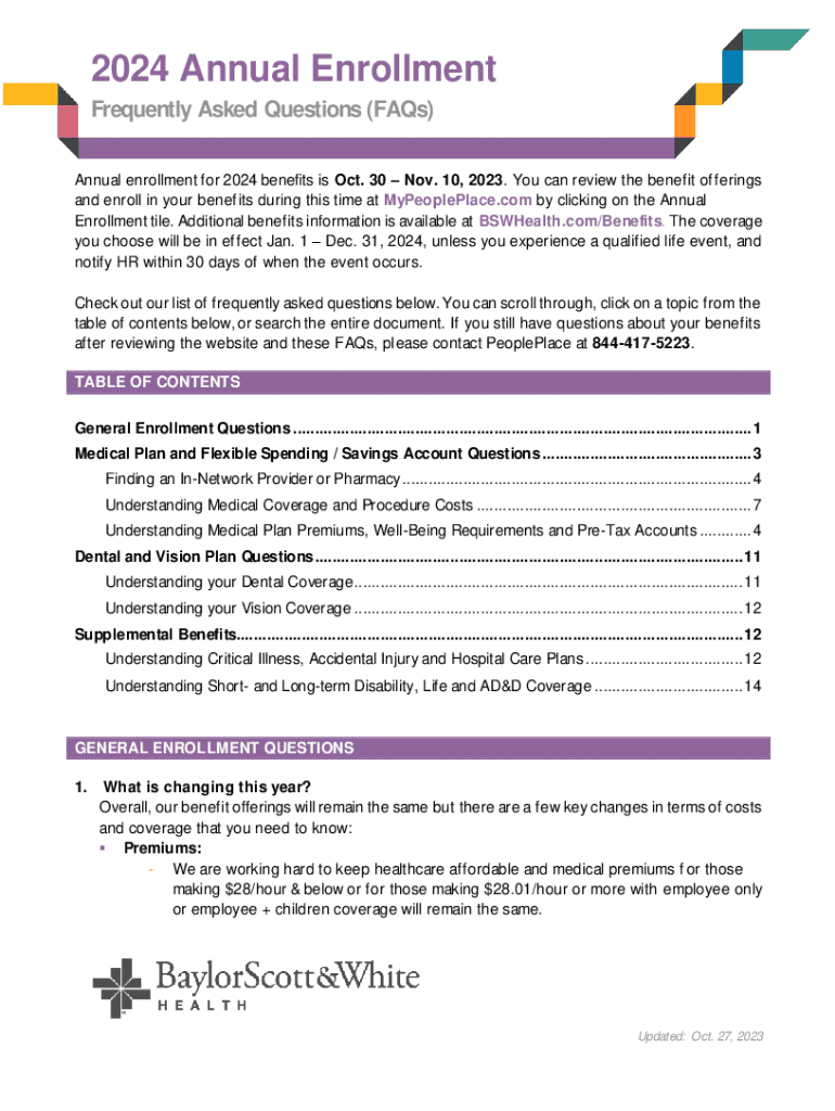 Fillable Online Frequently Asked Questions - 2024 Annual Enrollment Fax Email Print - pdfFiller