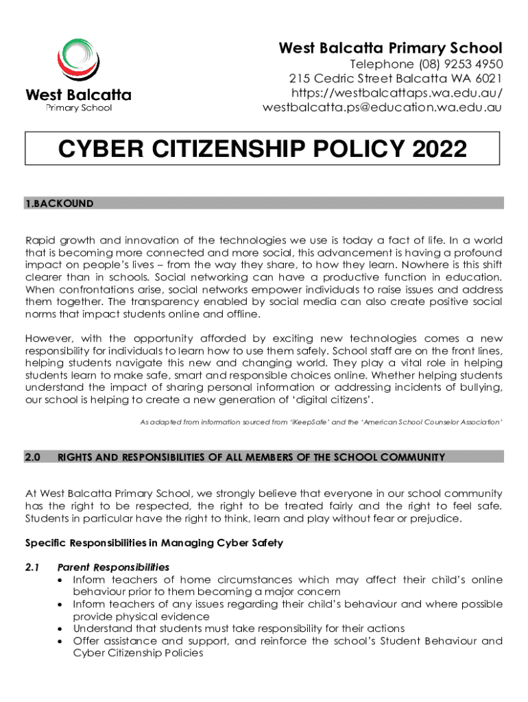 Fillable Online Contact Details West Balcatta Primary School Fax Email ...