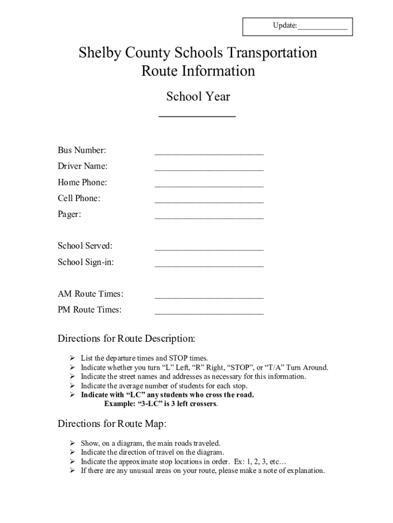 Fillable Online SCPS Bus Routes are on line... - Shelby County Public ...
