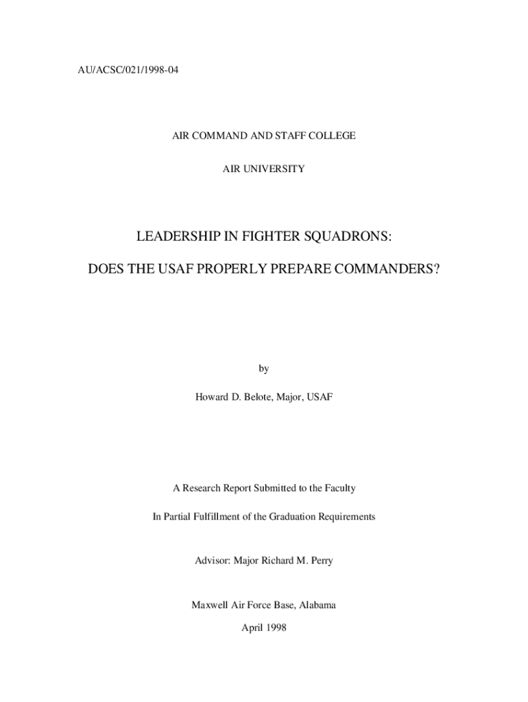 Fillable Online Leadership in Fighter Squadrons. In the USAF, the ...