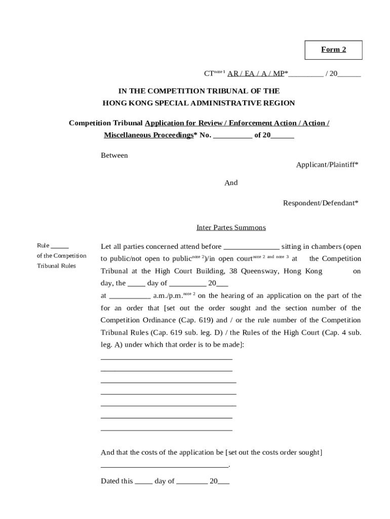 Current Cases in the Competition Tribunal Doc Template | pdfFiller