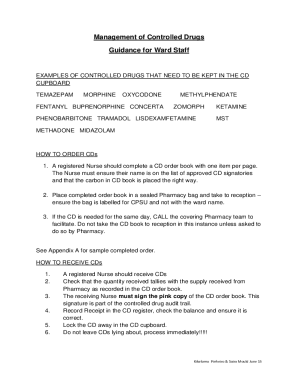 Fillable Online Management of Controlled Drugs Guidance for Ward Staff ...