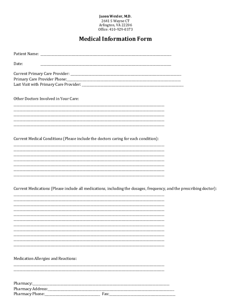 Fillable Online Dr. Jason A. Wexler, MDWashington, DCUS News Doctors ...