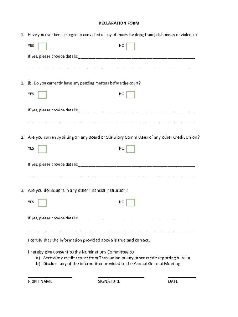 Fillable Online 1 Church of England Confidential Declaration Form Derby ...