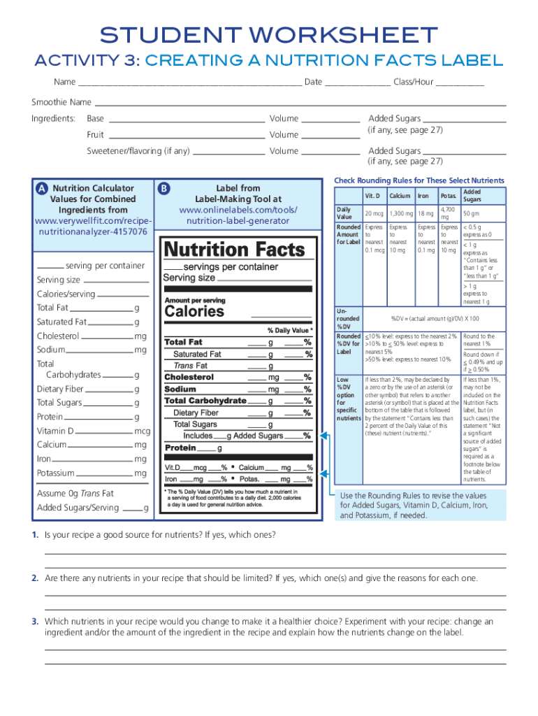 Fillable Online Introducing the Nutrition Facts Label Fax Email Print ...