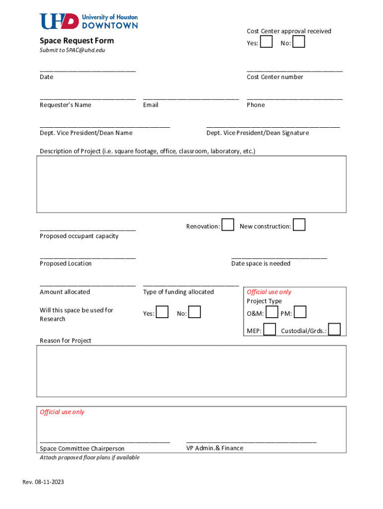 Fillable Online Space Request FormIntegrated Facilities Management Fax Email Print - pdfFiller