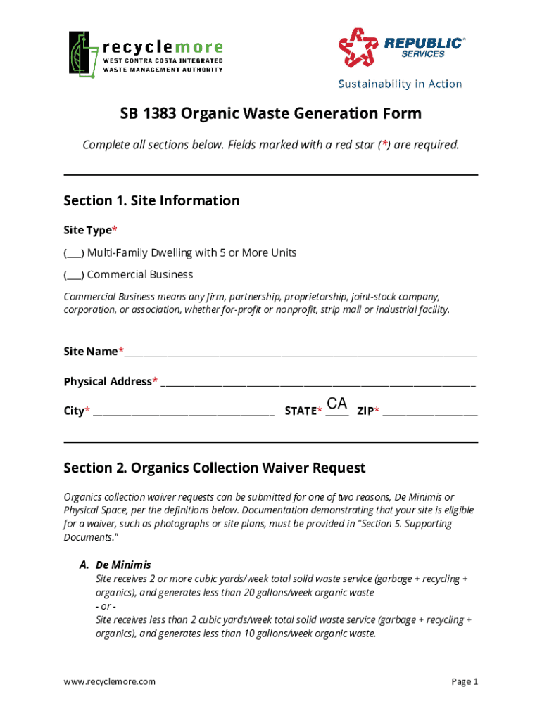 Fillable Online Mandatory Multi-Family Organics Waste and Recycle Law ... Fax Email Print ...