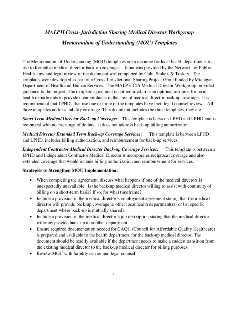 Fillable Online Local Health Department MOU Template - DHCS Fax Email ...