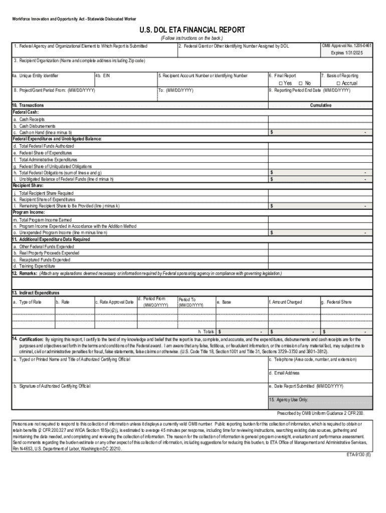 Fillable Online us dol eta financial report - Workforce Connections Fax ...