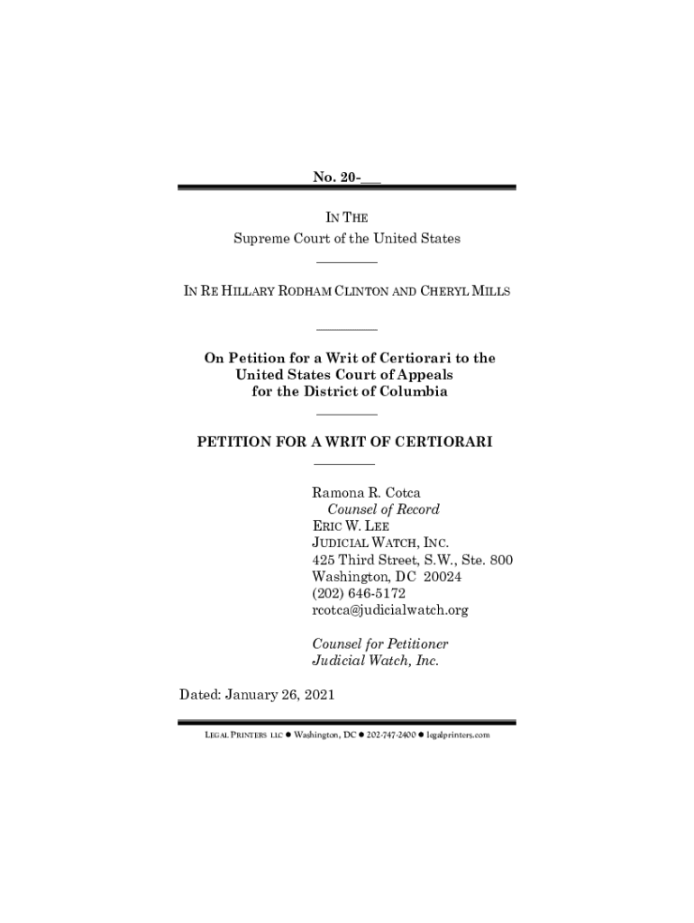 Fillable Online On Petition for a Writ of Certiorari to the United ...