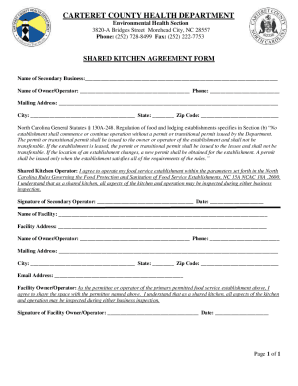 Fillable Online shared kitchen agreement form Fax Email Print - pdfFiller