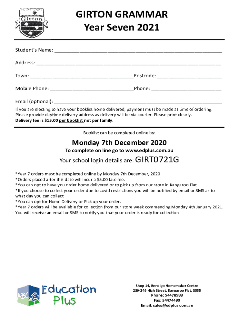 Fillable Online Girton Grammar School Over 125 Years In Education Fax Email Print Pdffiller