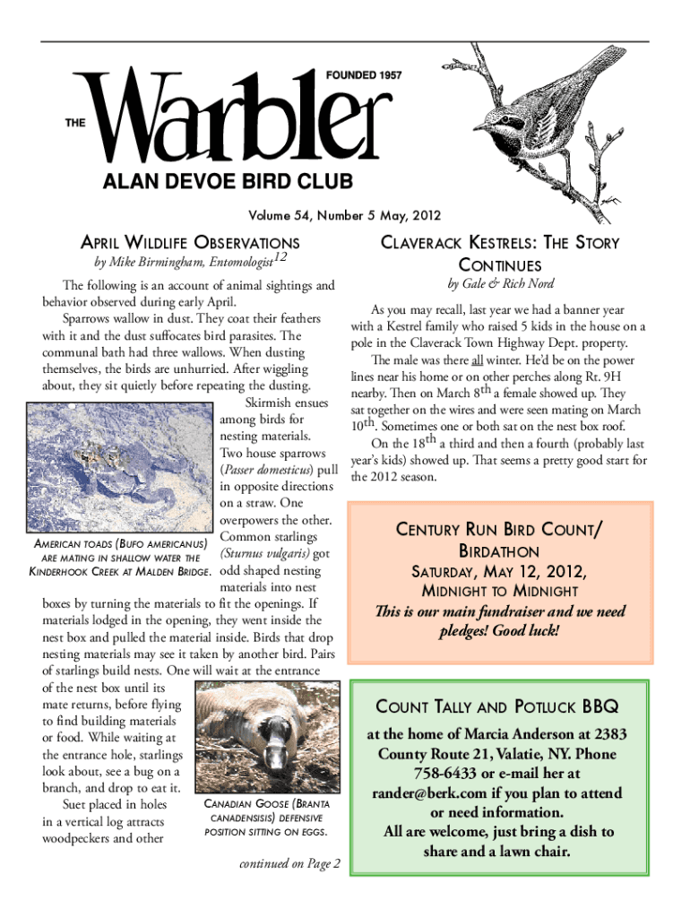 Fillable Online Alan Devoe Bird Club - Birding and Birdwatching in ...