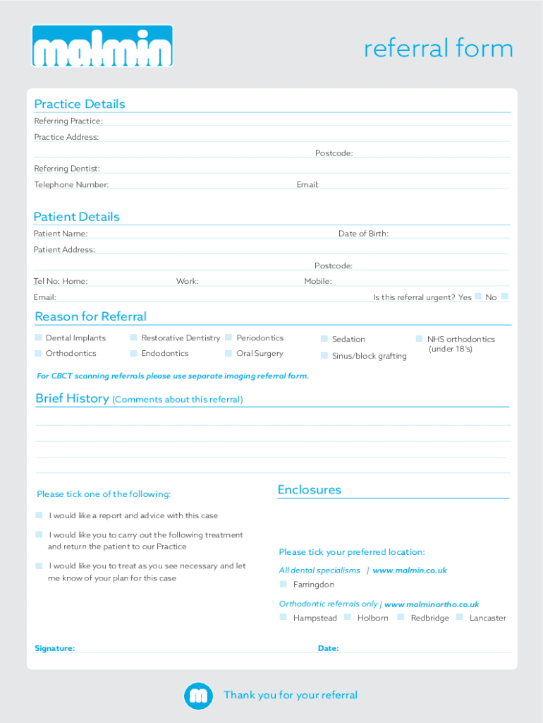 Fillable Online Paediatric Dentistry referral form (Children 15 years ...