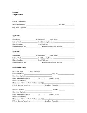 Fillable Online RENTAL APPLICATION Date Property Needed Fax Email Print - pdfFiller