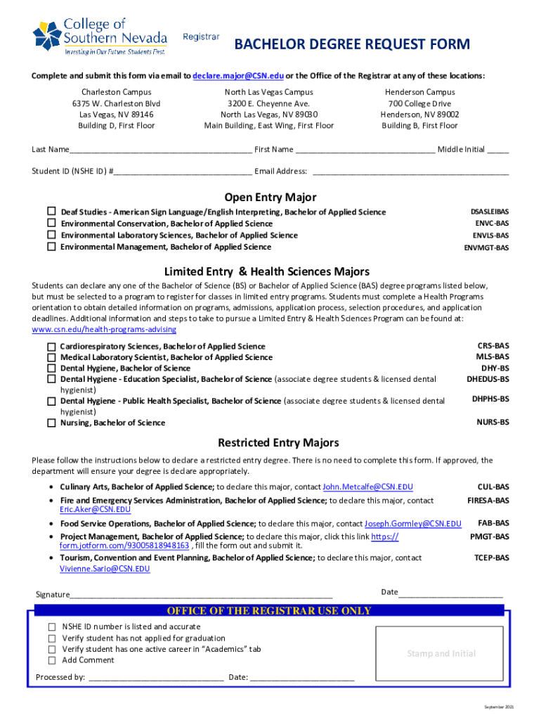 Fillable Online bachelor degree request form 1.pdf Fax Email Print - pdfFiller
