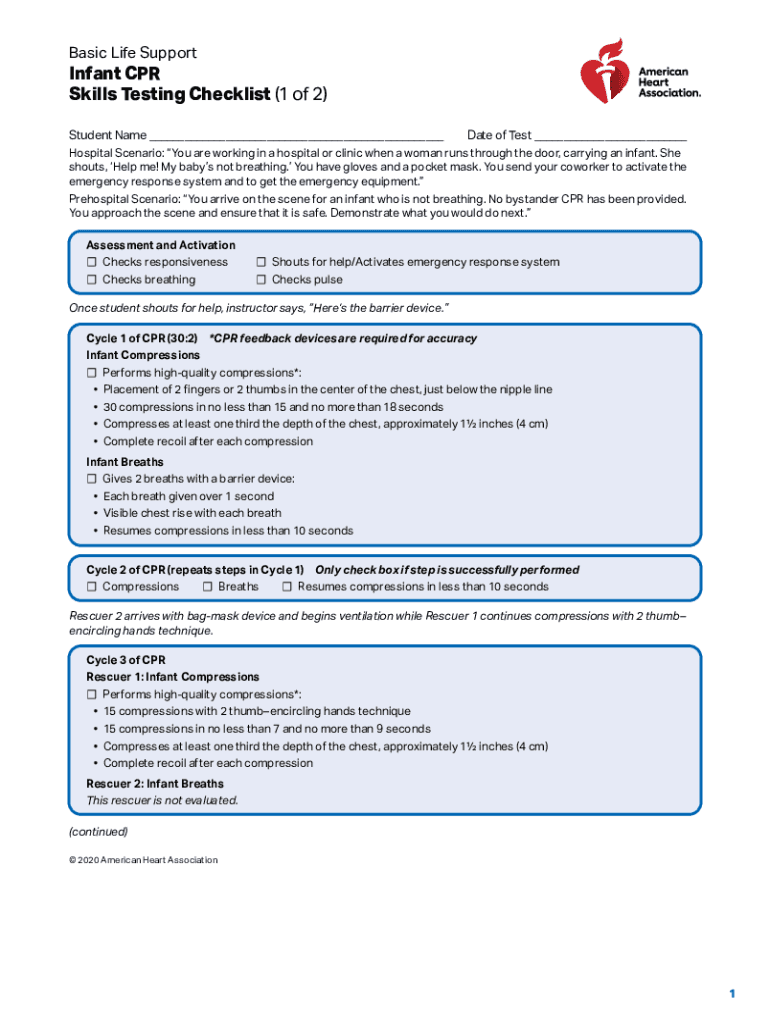 Fillable Online Adult High-Quality BLS Skills Testing Checklist Fax ...