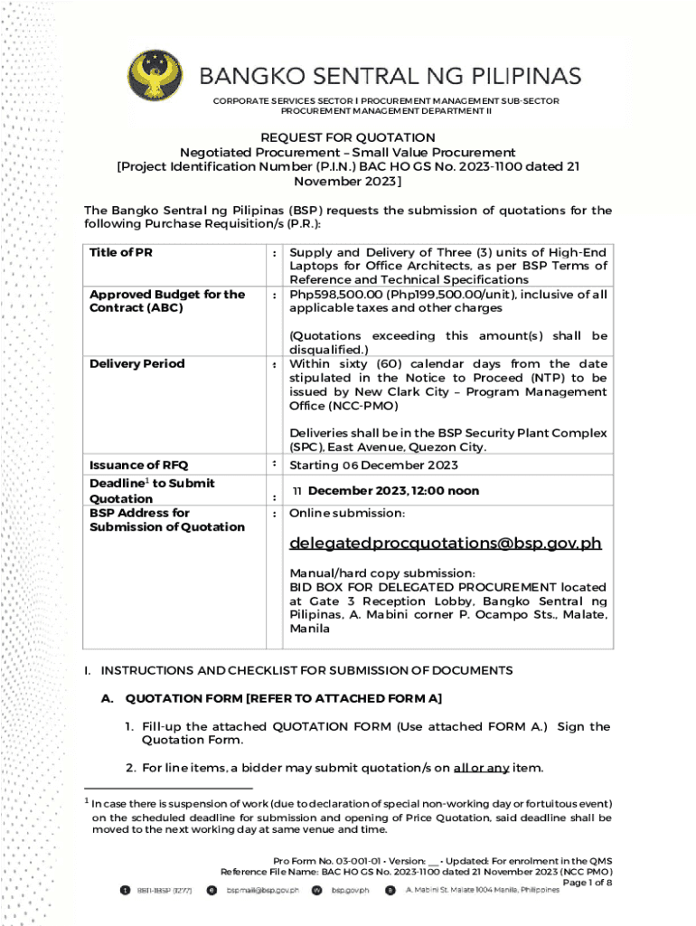 Fillable Online Negotiated Procurement Small Value Fax Email Print ...