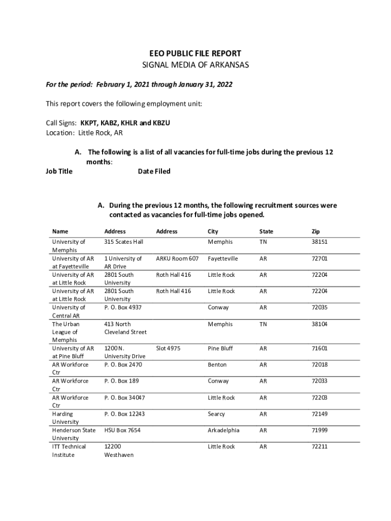 Fillable Online WABC (AM) and WLIR (FM) EEO PUBLIC FILE REPORT Fax ...
