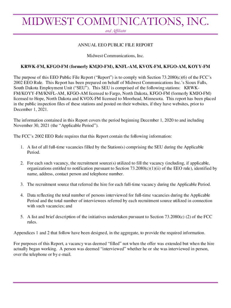 Fillable Online WTMJ (AM) EEO PUBLIC FILE REPORT Fax Email Print - pdfFiller