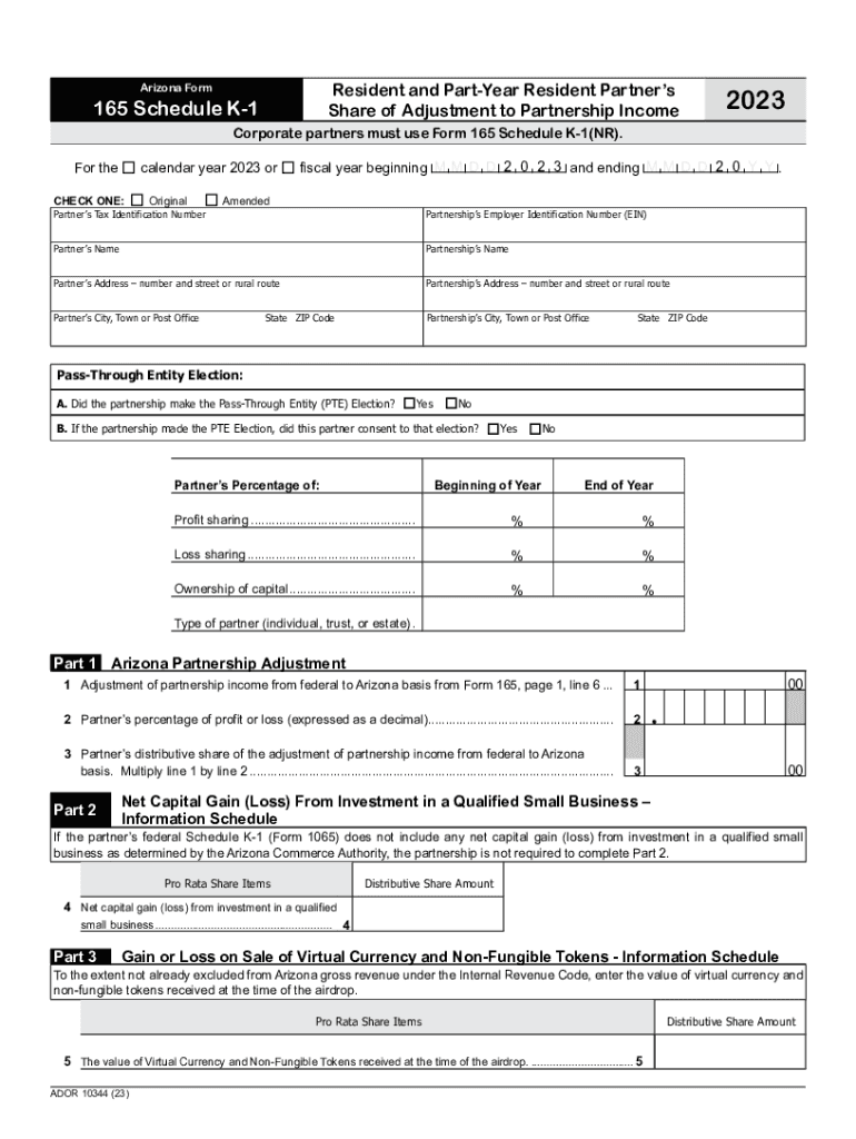 Fillable Online Arizona Form 165 (Arizona Partnership Income Tax Return ...