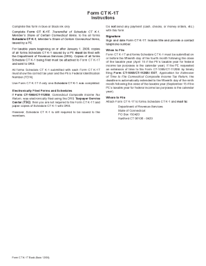 Fillable Online Fillable Online Form CT K-1T,Transmittal of Schedule ...