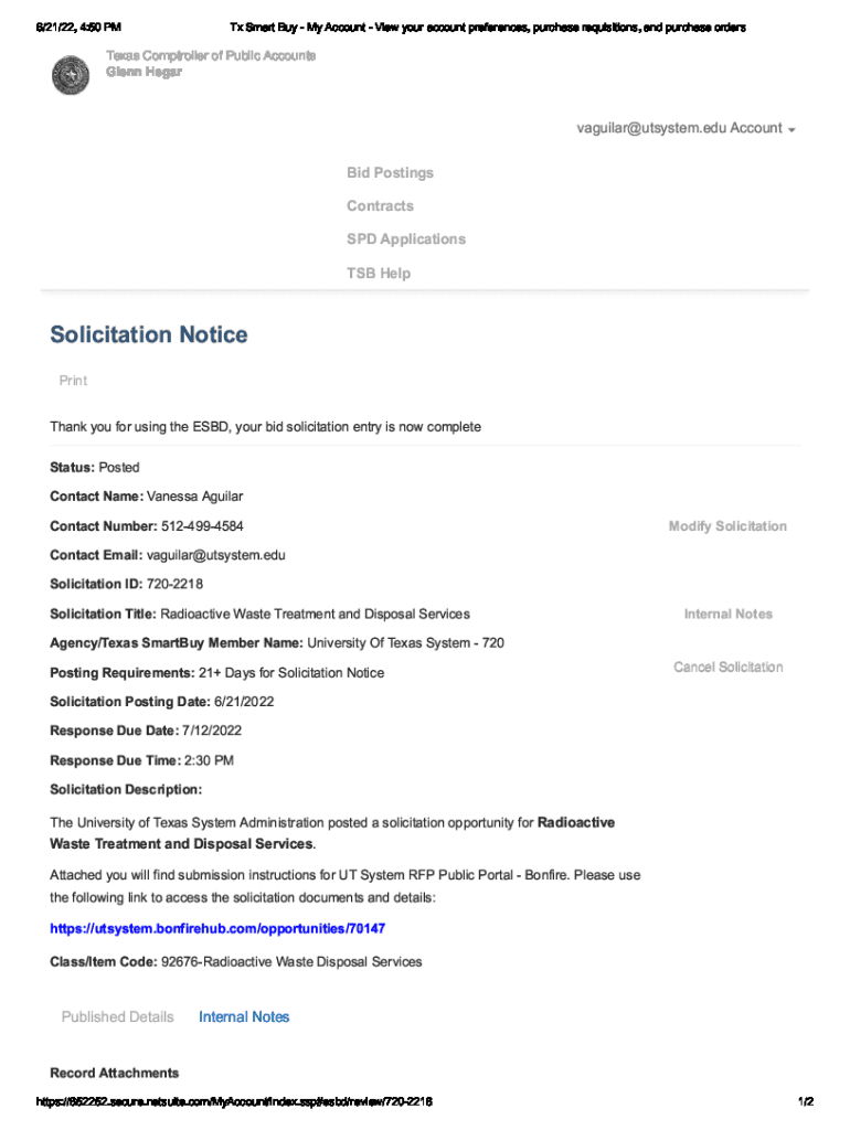 Fillable Online cms utsystem rfp-720-2218-radioactive-waste-treatment-and-disposal-services ...