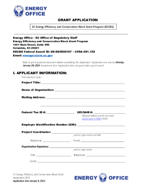 Fillable Online energy sc SC EECBG Application Form - South Carolina ...