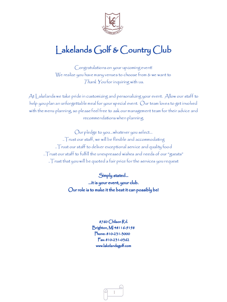 Fillable Online Lakelands Golf & Country Club - All You Need to Know ...