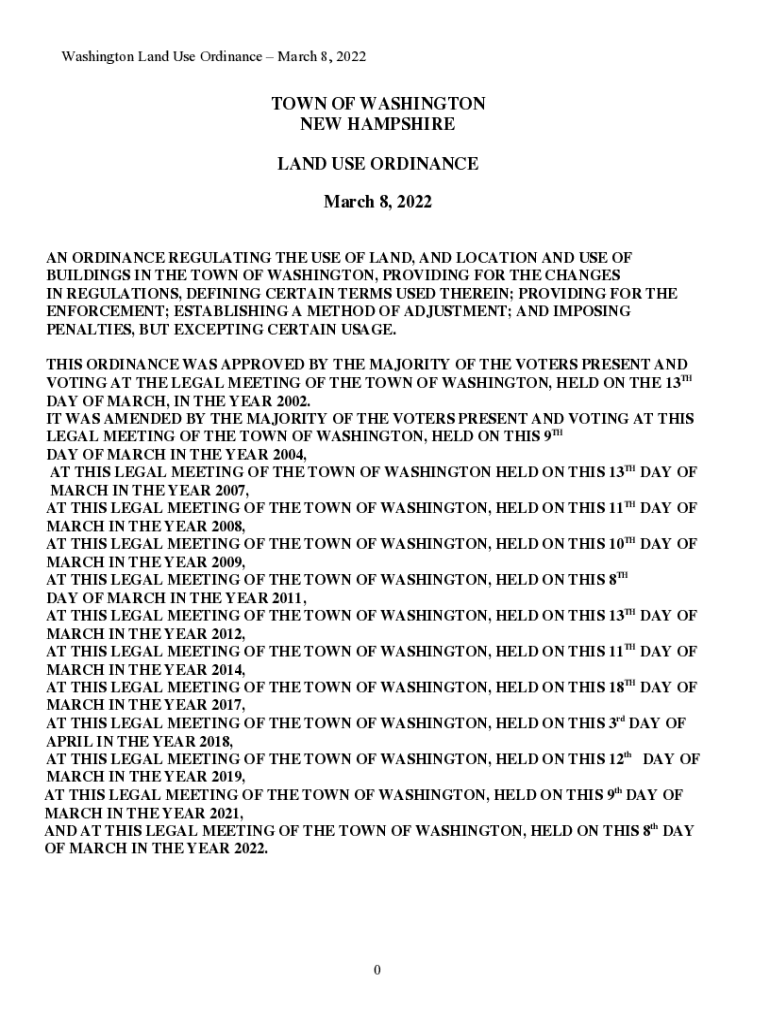 Fillable Online Washington Land Use Ordinance Proposed changes for ...