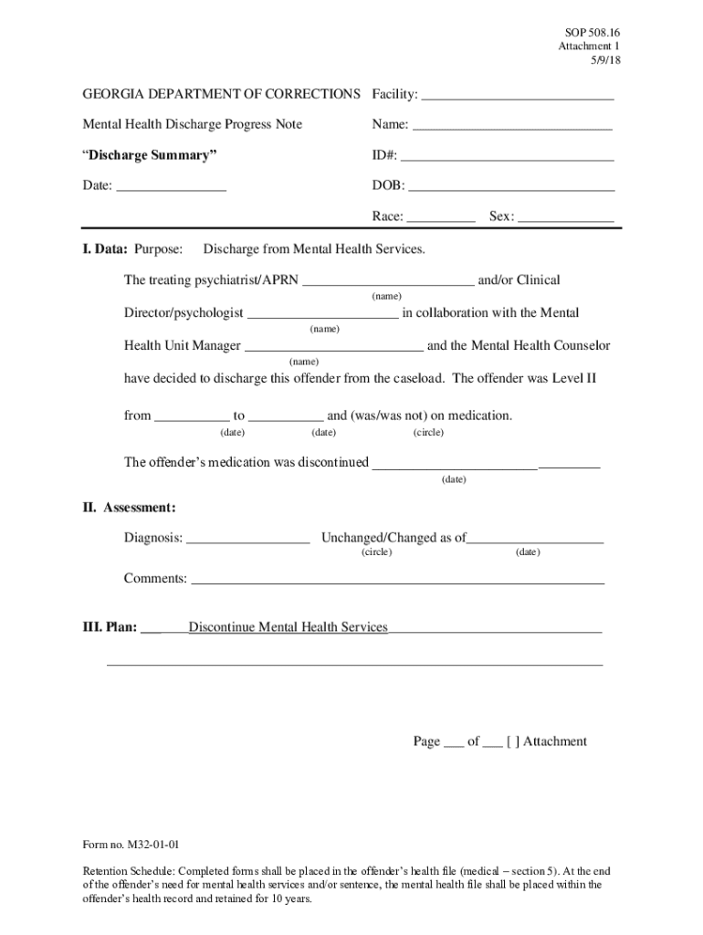 Fillable Online Georgia Department of Corrections Offender Refusal Form ...