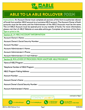 Fillable Online ABLE TO LA ABLE ROLLOVER FORM Fax Email Print - pdfFiller