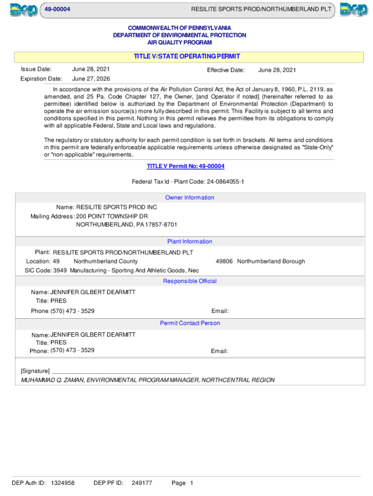 Fillable Online files dep state pa air/AirQuality/AQPortalFiles/Permits/plan Fax Email Print ...