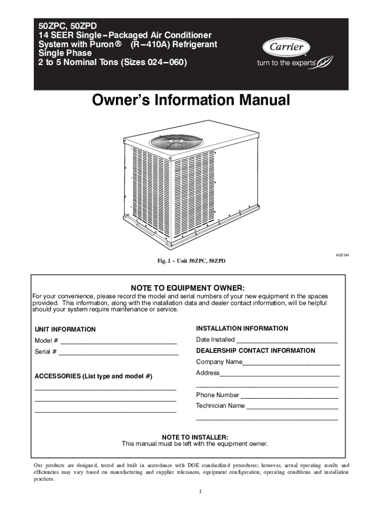 Fillable Online Carrier Comfort 14 Air Conditioning Unit For Less in South ... Fax Email Print ...