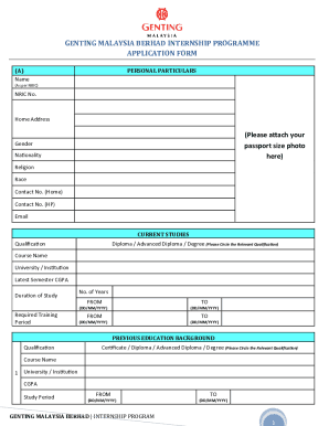 Fillable Online GENM Internship Application Form - GENTING MALAYSIA ... Fax Email Print - pdfFiller