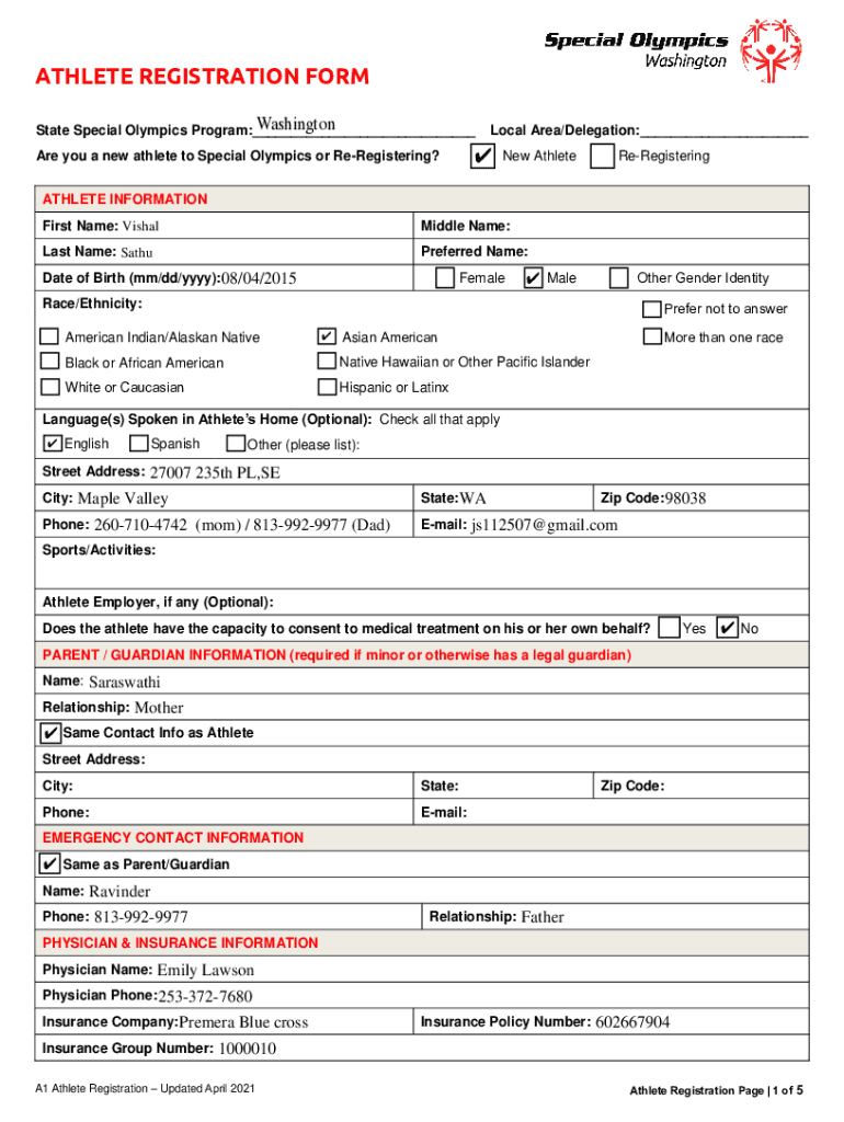 Fillable Online Fillable ATHLETE REGISTRATION Registration Forms Instructional ... Fax Email ...