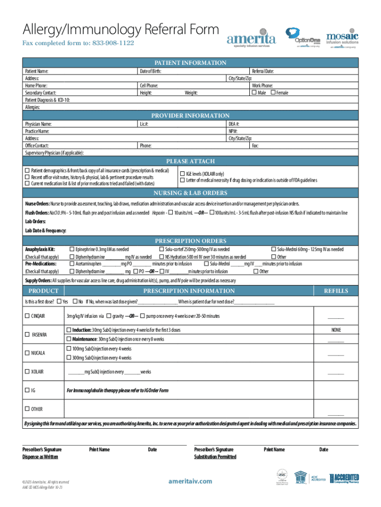 Fillable Online Physician Referral Form - Omni Allergy, Immunology & Asthma Fax Email Print ...