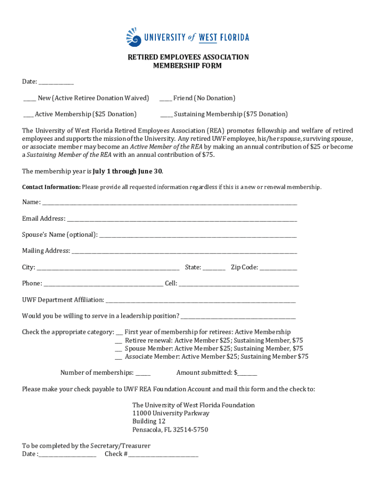 Fillable Online RETIRED EMPLOYEES ASSOCIATION MEMBERSHIP FORM Fax Email ...