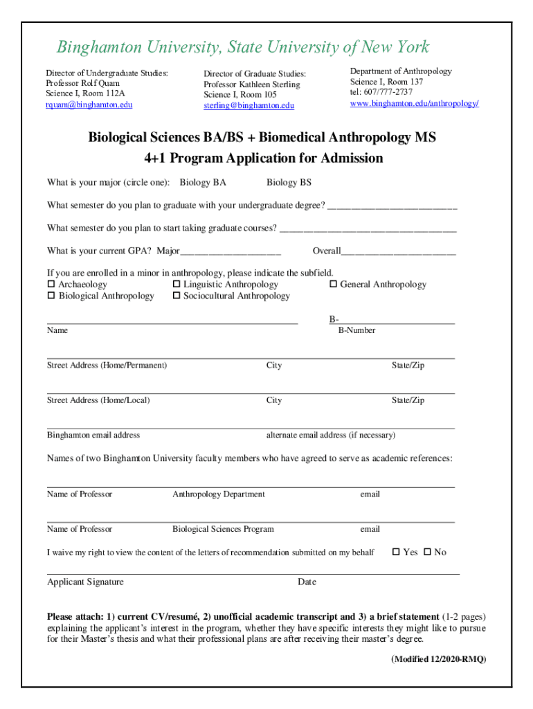 Fillable Online Master of Science: Biomedical Anthropology Fax Email Print - pdfFiller