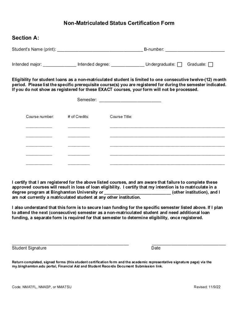 Fillable Online Students who are admitted in a non-degree (non ...