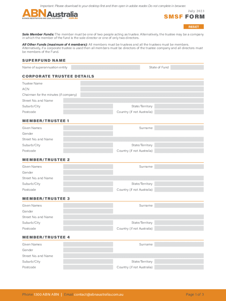 Fillable Online SMSF FORM - ABN Australia Fax Email Print - pdfFiller