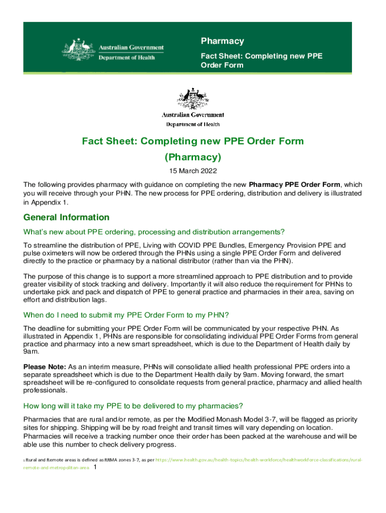 Fillable Online Completing new PPE order formPharmacy ( ... Fax Email ...