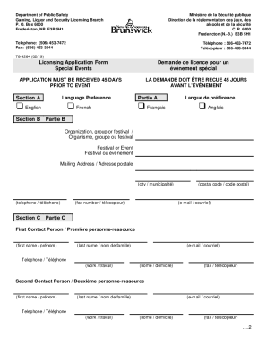 Remplissable En Ligne New Brunswick Department of Public Safety Liquor & ... Faxer Email ...