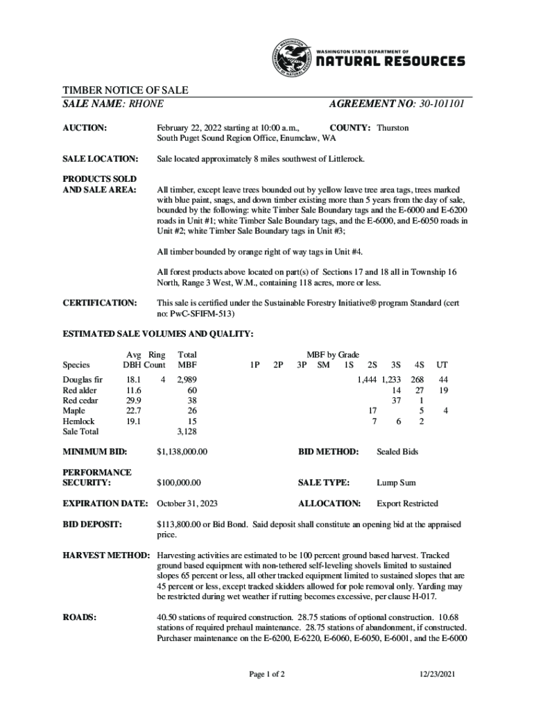 Fillable Online King County Council Letter to DNRWishbone Timber Sale Fax Email Print - pdfFiller