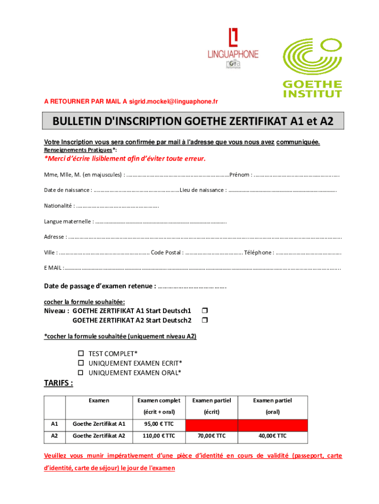 Remplissable En Ligne Information, contact et inscription - Goethe-Institut Tunisie Fax Email ...