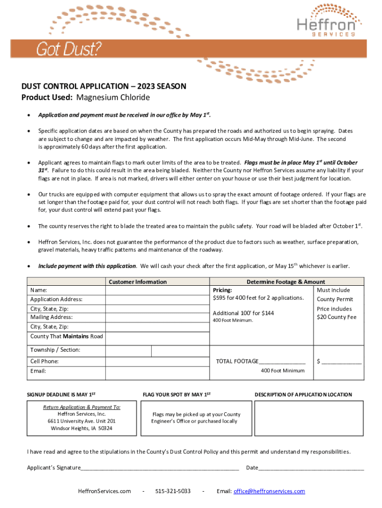 Fillable Online Dust Control by Commercial ApplicatorStory County, IA Fax Email Print - pdfFiller