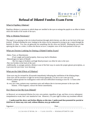 Fillable Online Refusal of Dilated Fundus Exam Form Fax Email Print ...