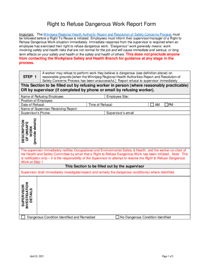 Fillable Online Appendix A - Right to Refuse Report Form Fax Email Print - pdfFiller