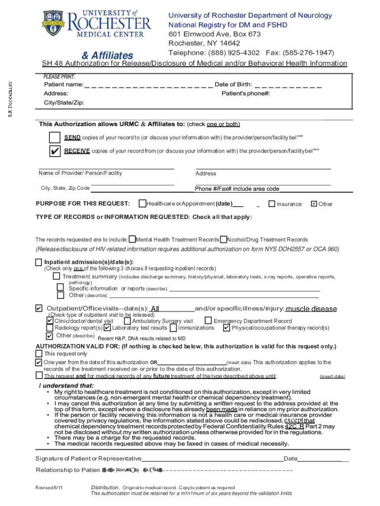 Fillable Online National Registry of DM and FSHD Patients and Family ...
